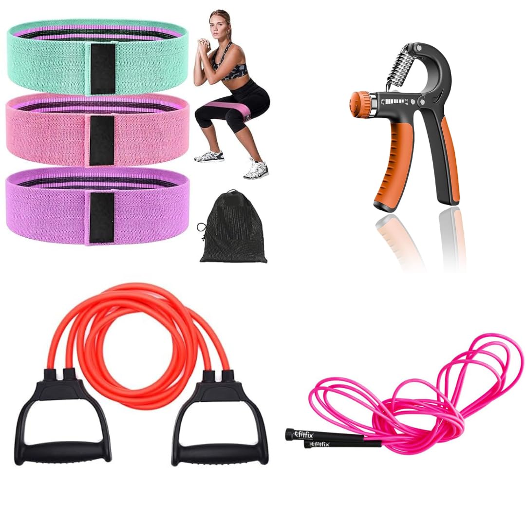 Fitfix® Complete Home Workout Set - Hand Gripper Double Toning Tube ...