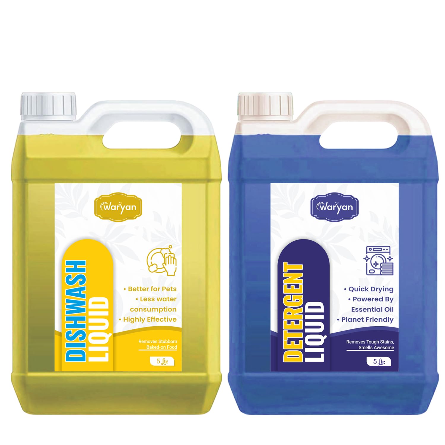 WARYAN Blue Liquid Detergent & Yellow Dishwash Liquid Combo 5 Litre ...