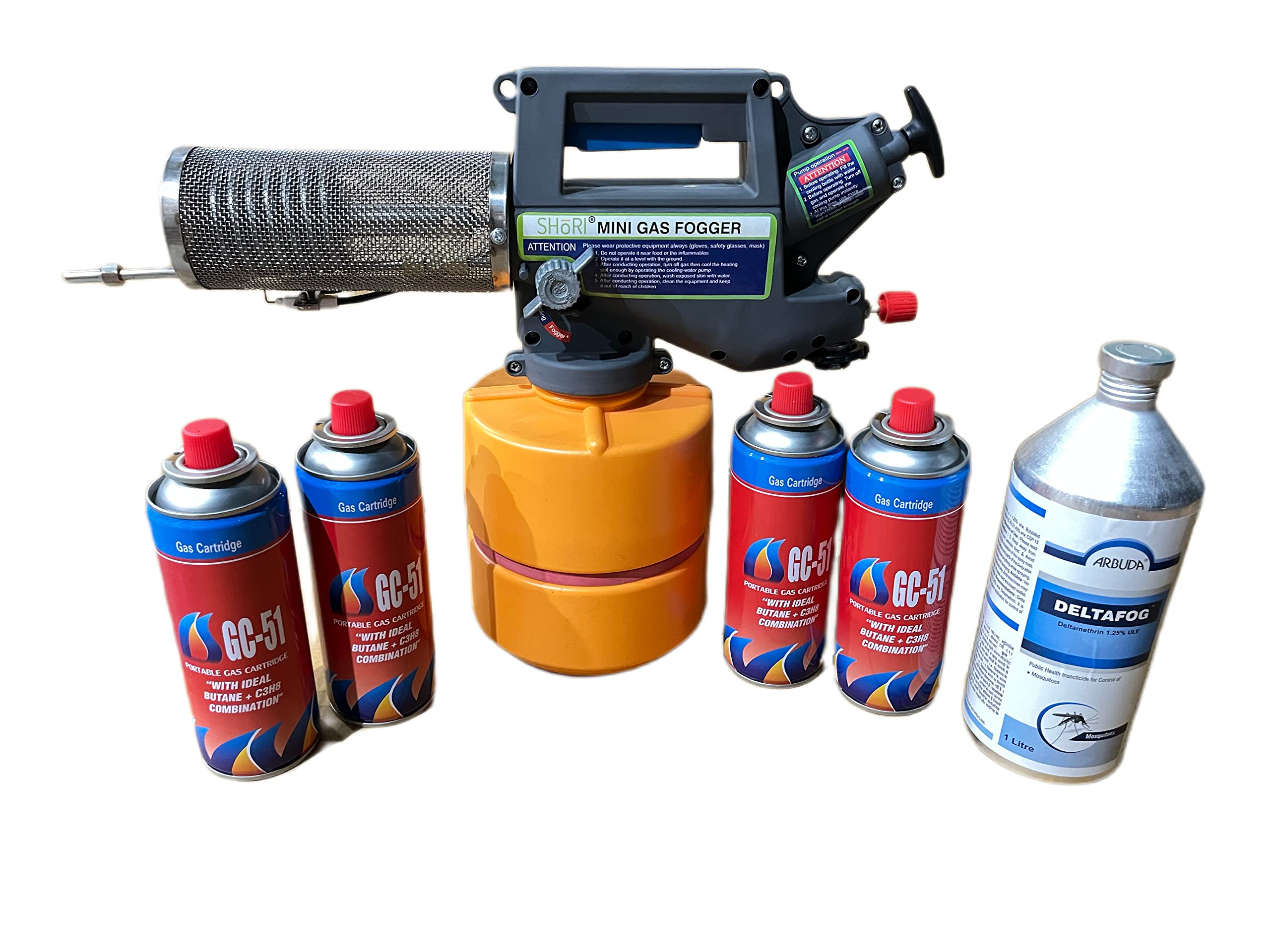 SHoRI Combo Pack of Fogging Machine with 4 Gas Can and 1 Litre Chemical ...